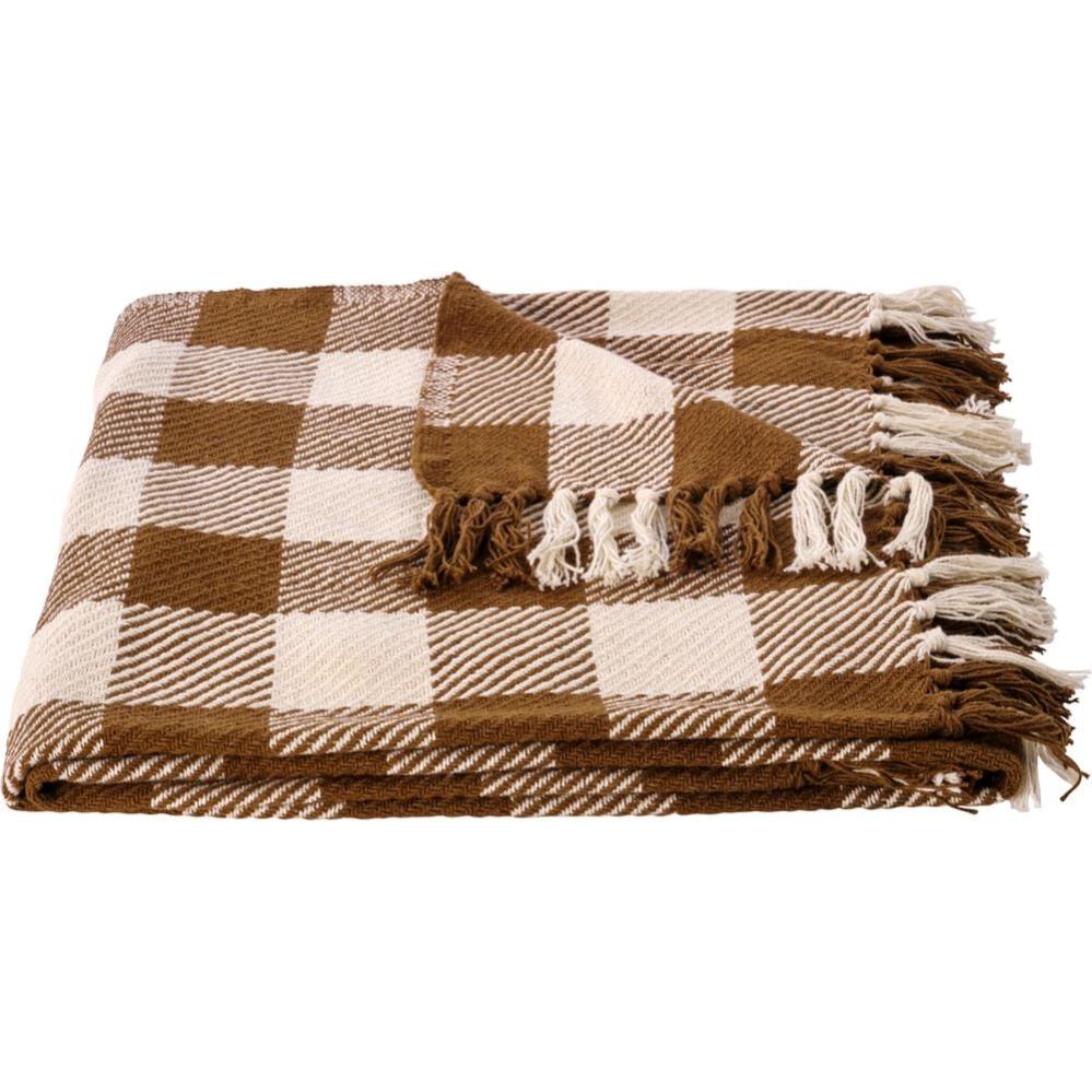 Plaid Coton Marron MISON ALINEA - L170 x larg130 cm | Leroy Merlin