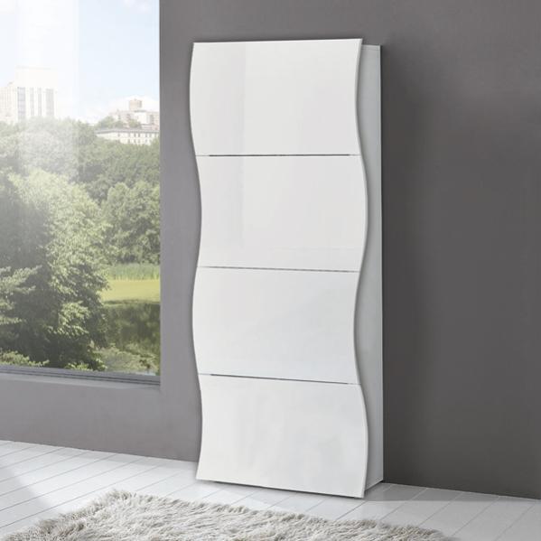 Scarpiera Onda 4 Ante Design Moderno Bianco Lucido 24 Paia Made In ...