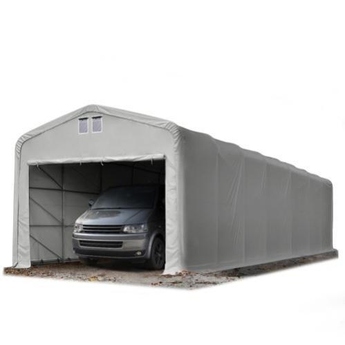 5x16 m, Tente garage de stockage, PVC 850, porte 4,1x2,5 m, gris, avec ...