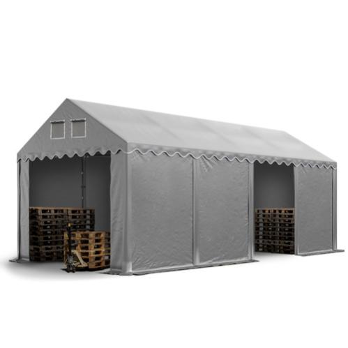 4x8 m tente de stockage, PVC 800, H. 2,6 m, gris, avec statique (type ...