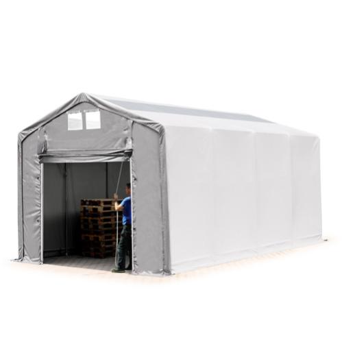 4x8 m hangar, PVC 850, H. 3m avec porte actionnée par traction et ...