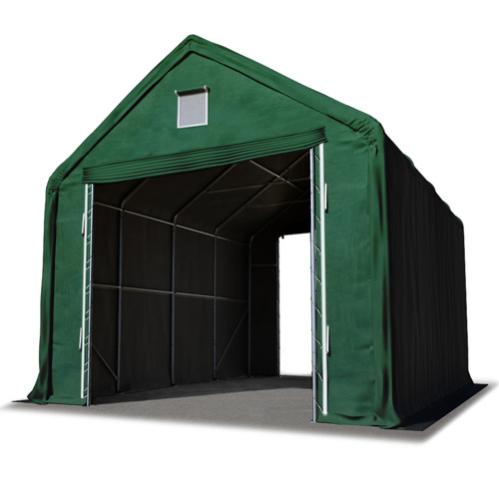 4x8 m hangar, porte 3x3 m, PRIMEtex 2300, anti-feu, vert foncé, avec ...