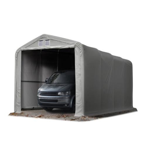 4x8 m, Tente garage de stockage, PVC 850, porte 3,5x3,5 m, gris, sans ...