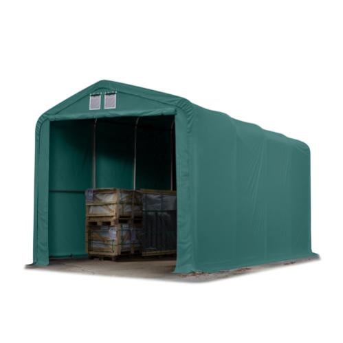 4x8 m hangar, porte 3,5x3,5 m, toile PVC de 850, vert foncé, avec ...