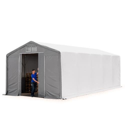 5x10 m hangar, PVC 850, H. 3 m avec porte coulissante, gris, sans ...