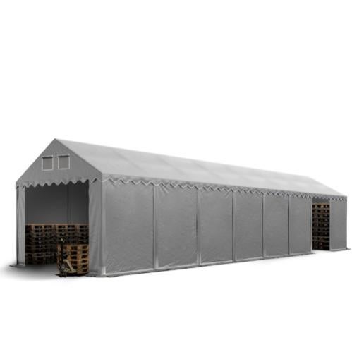 4x24 m tente de stockage, PVC 800, H. 2,6 m, gris, avec statique (type ...