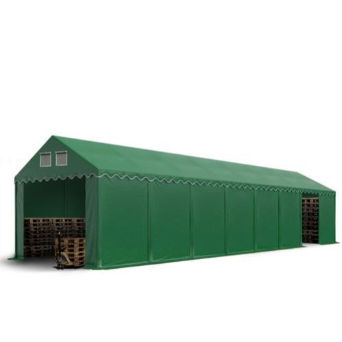 4x24 m tente de stockage, PVC 800, H. 2,6 m, vert foncé, avec statique ...