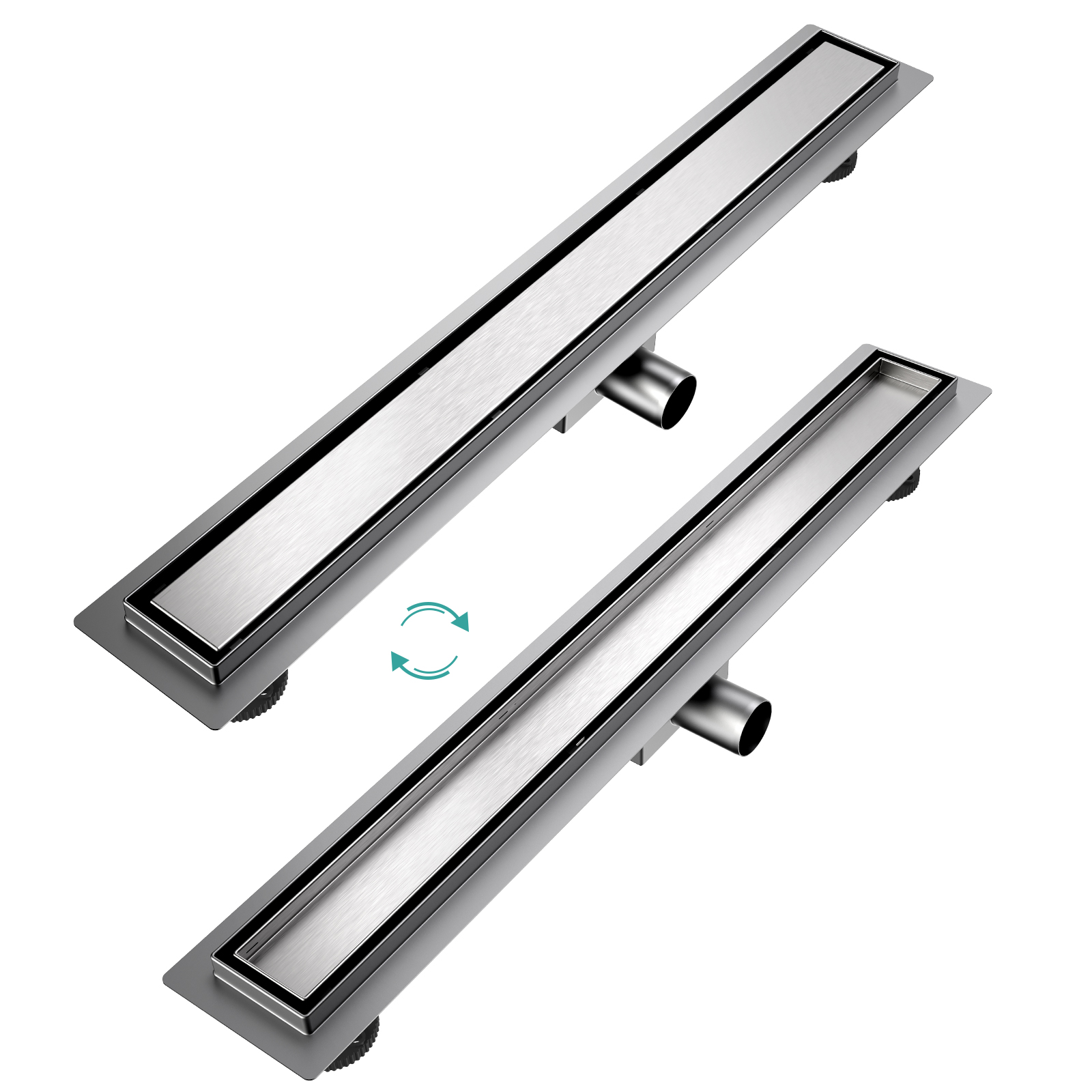 EMKE Canalina per doccia in acciaio inox, scarico a pavimento 2 in 1, Canalina per doccia con ...