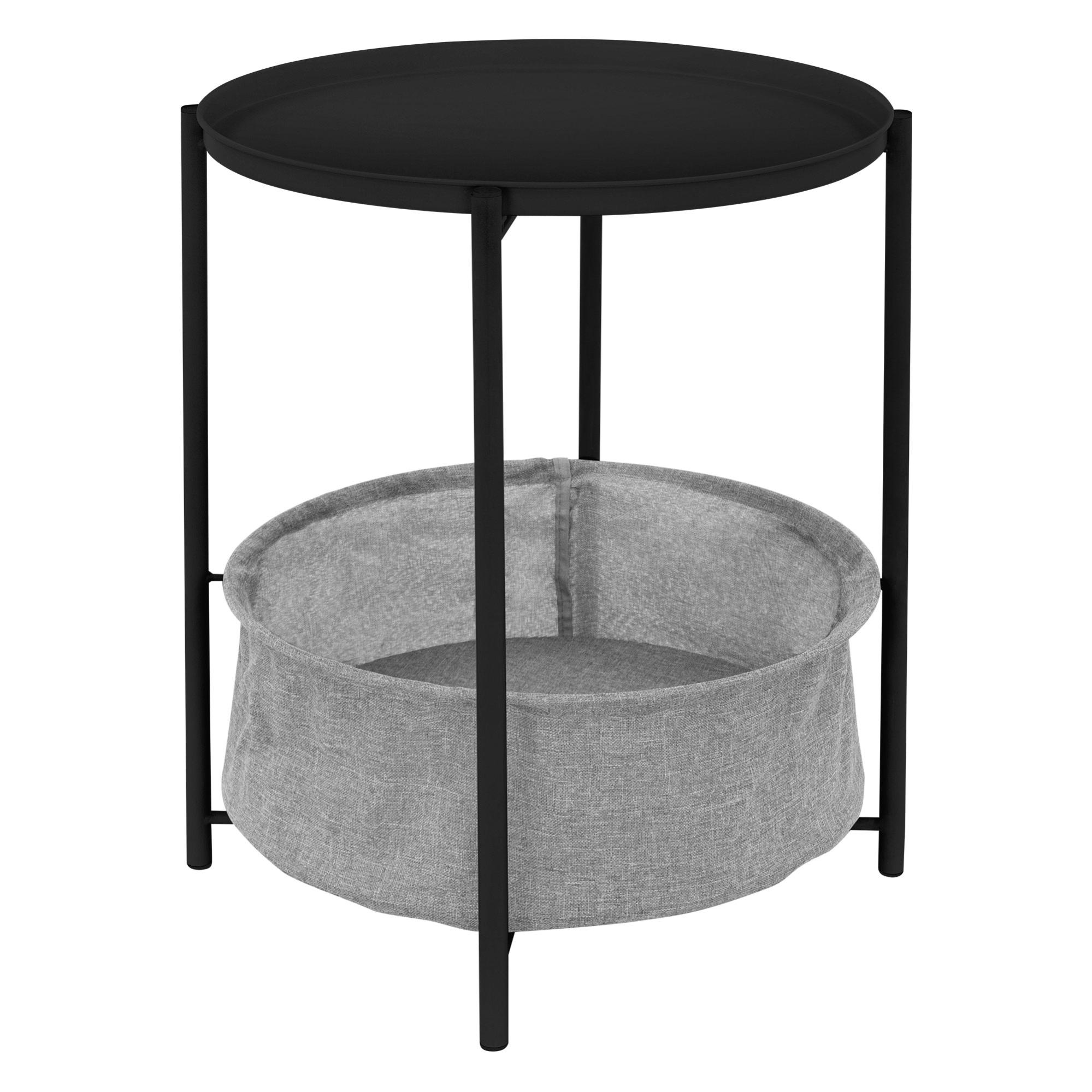 Table d'appoint avec panier Table basse Table de salon Métal Ø 43cm ...