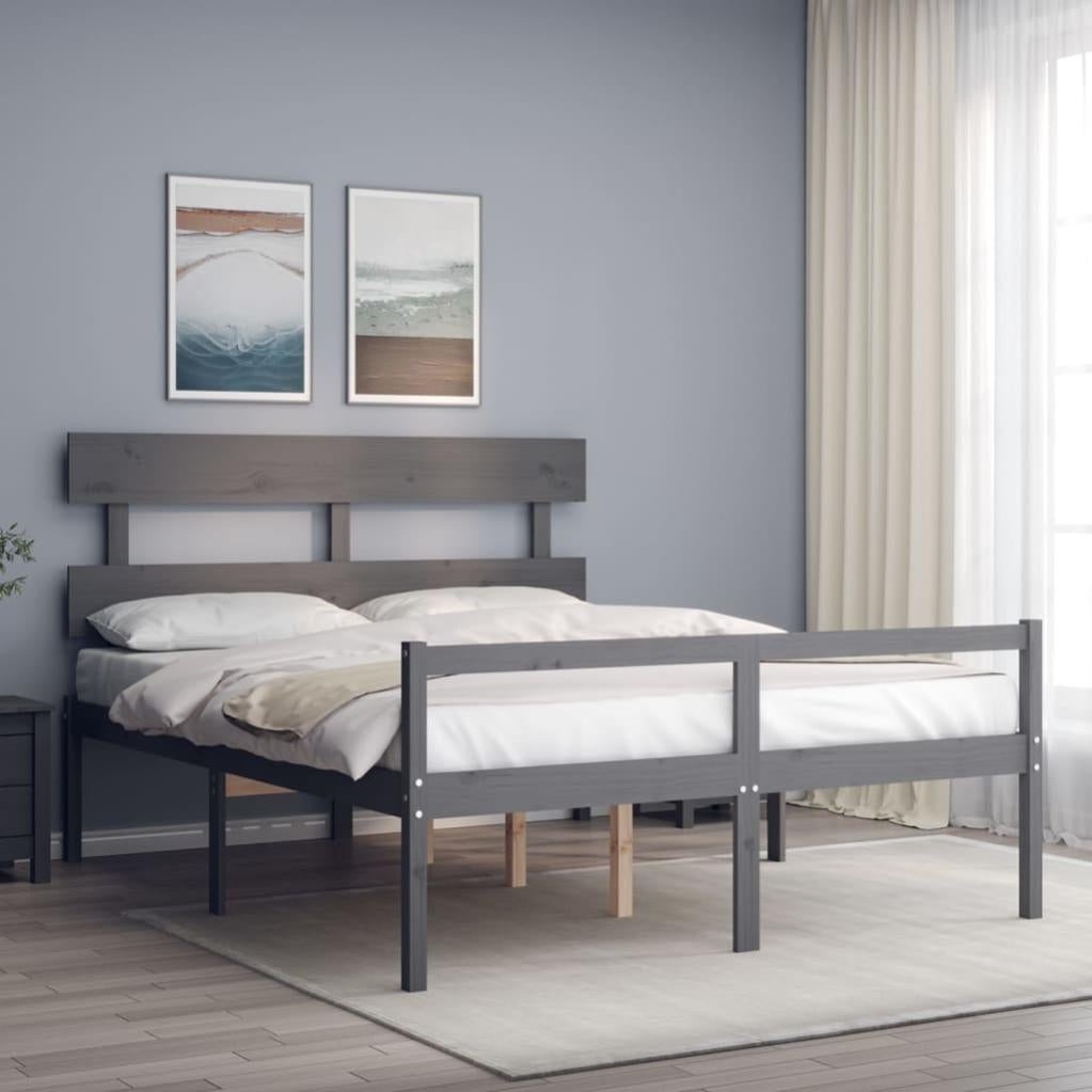 Maison Exclusive - Giroletto con Testiera Grigio King Size in Legno ...
