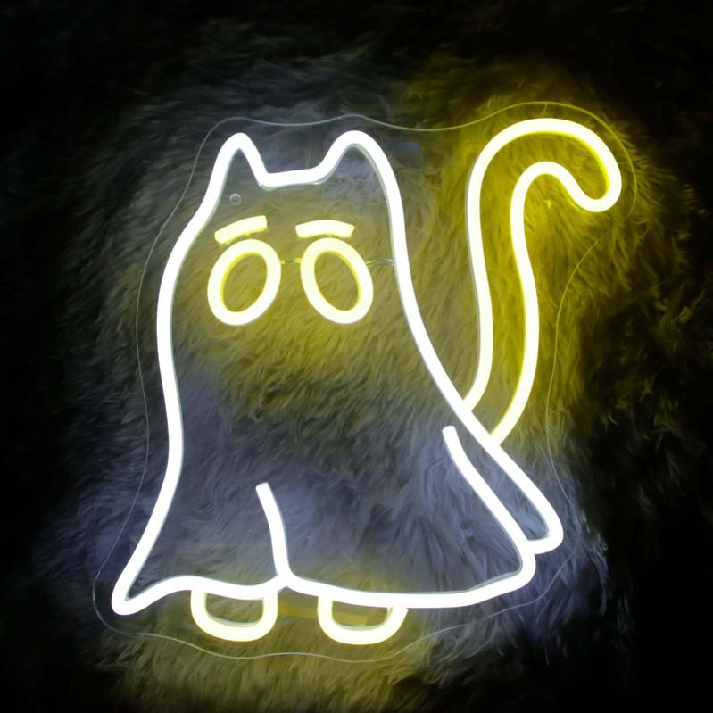 Chat Fantôme Néon LED, Chat Mignon Halloween, Facile à accrocher, pour ...