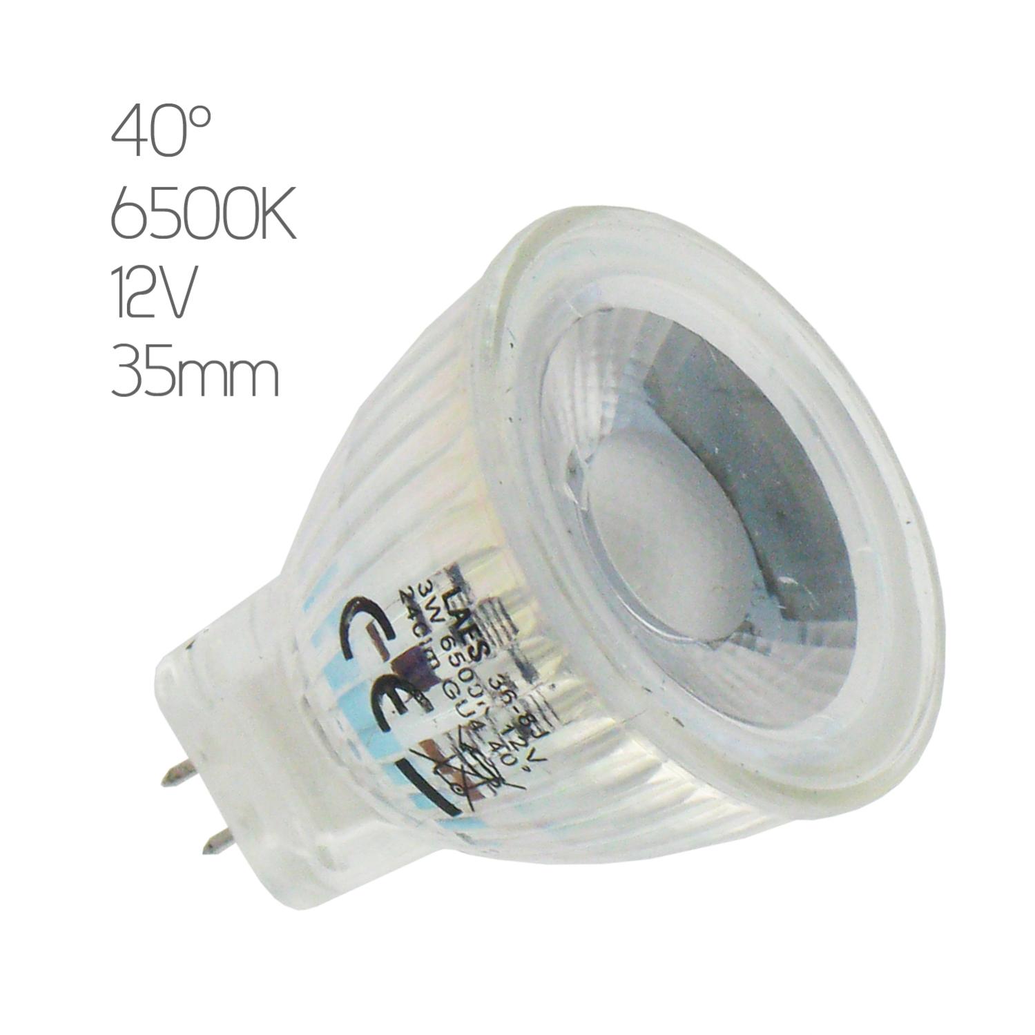 DICROICA 12V Full Glass – 35mm ø - 3W, 6500K - Aº 40º - GU5,3 | Leroy ...