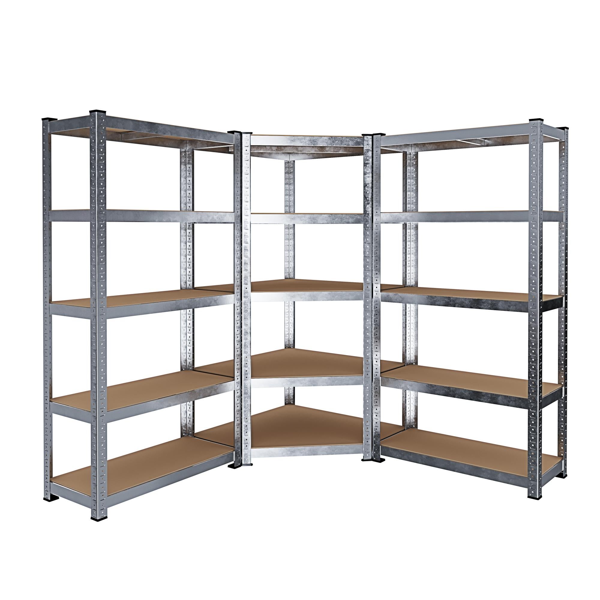 Sistema Di 3 Scaffali Metallo e MDF 1 Scaffale Angolare 2 Scaffali ...