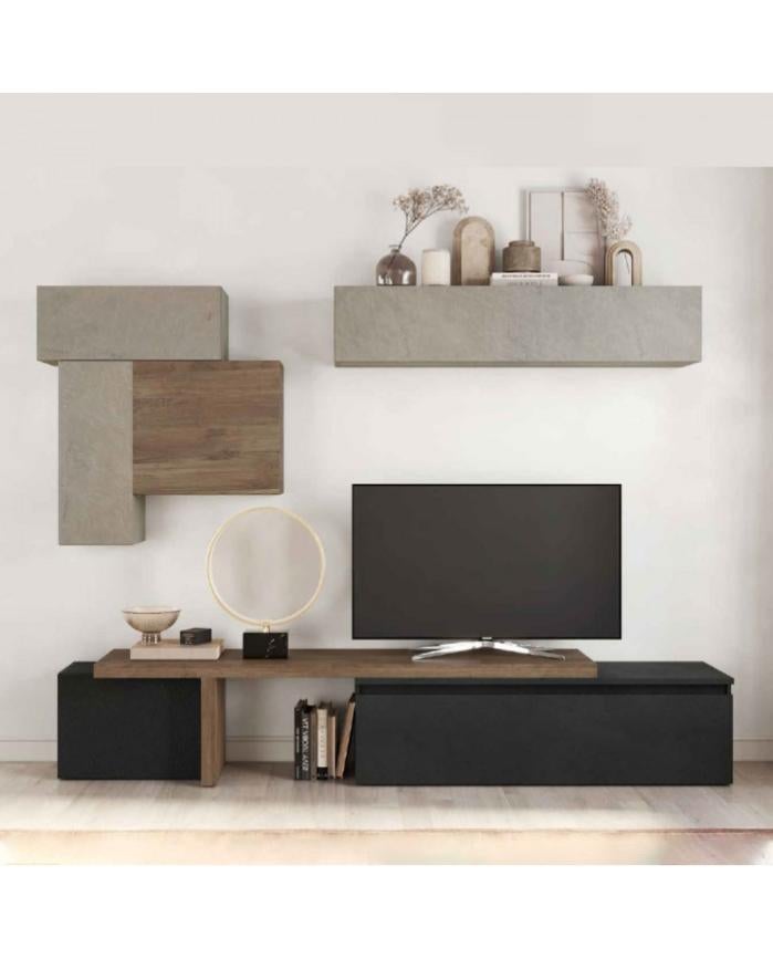 Parete attrezzata soggiorno comp _ 34, colore argilla-lava-mercure ...