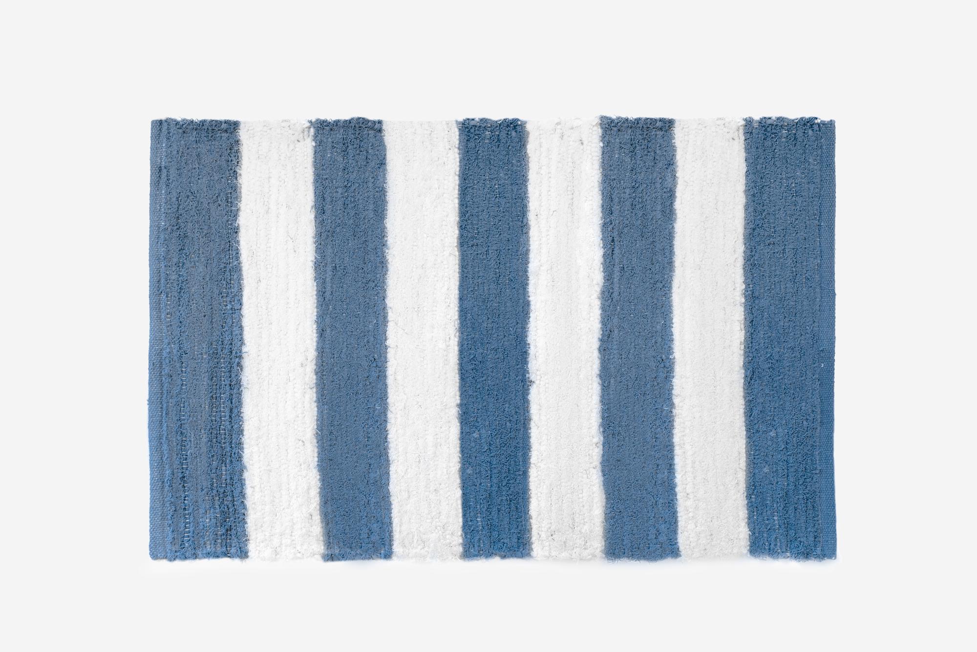 TAPPETO IN COTONE A RIGHE BLU 60x90 CM | Leroy Merlin