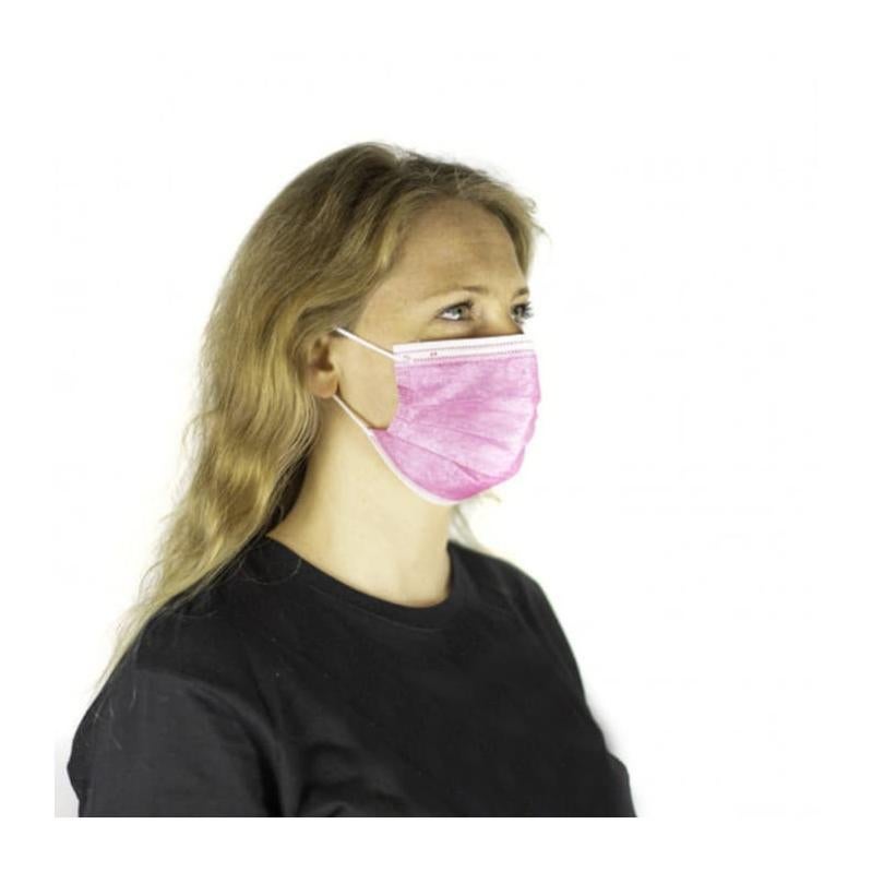 Masque Médical 3 Plis Jetable Rose - Avec Elastiques - Type II - Boîte ...