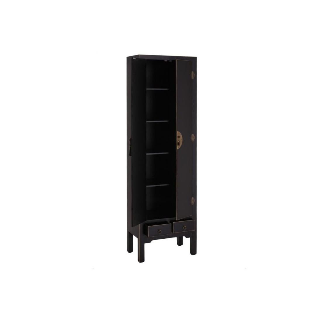Armoire lingère 2 portes, 2 tiroirs Noire Meuble Chinois - PEKIN ...
