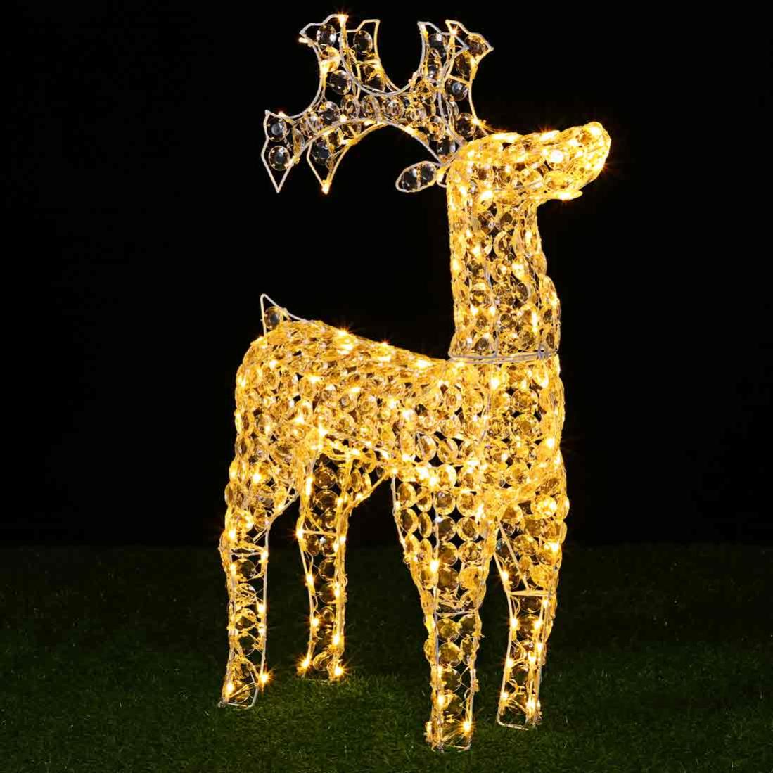 Renna Natalizia Luminosa 3D in Cristalli Acrilici 100 LED Bianco Caldo ...