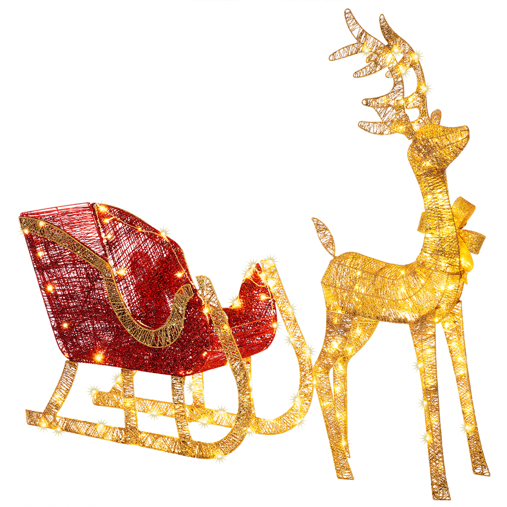 Renna Natalizia XXL con Slitta Luminosa per Esterno 8 Funzioni Bianco ...