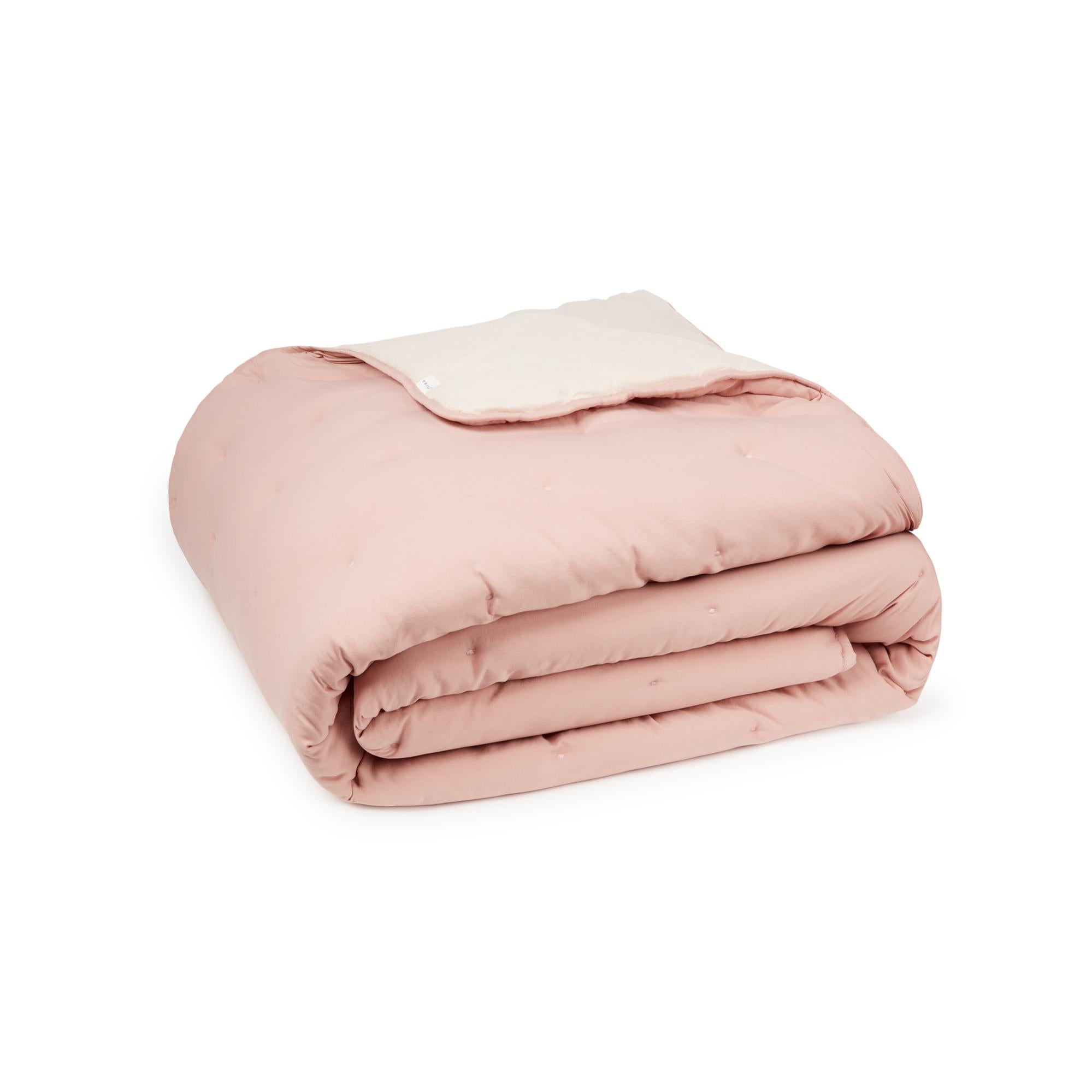 Edredón liso reversible rosa palo 240x270 | Leroy Merlin