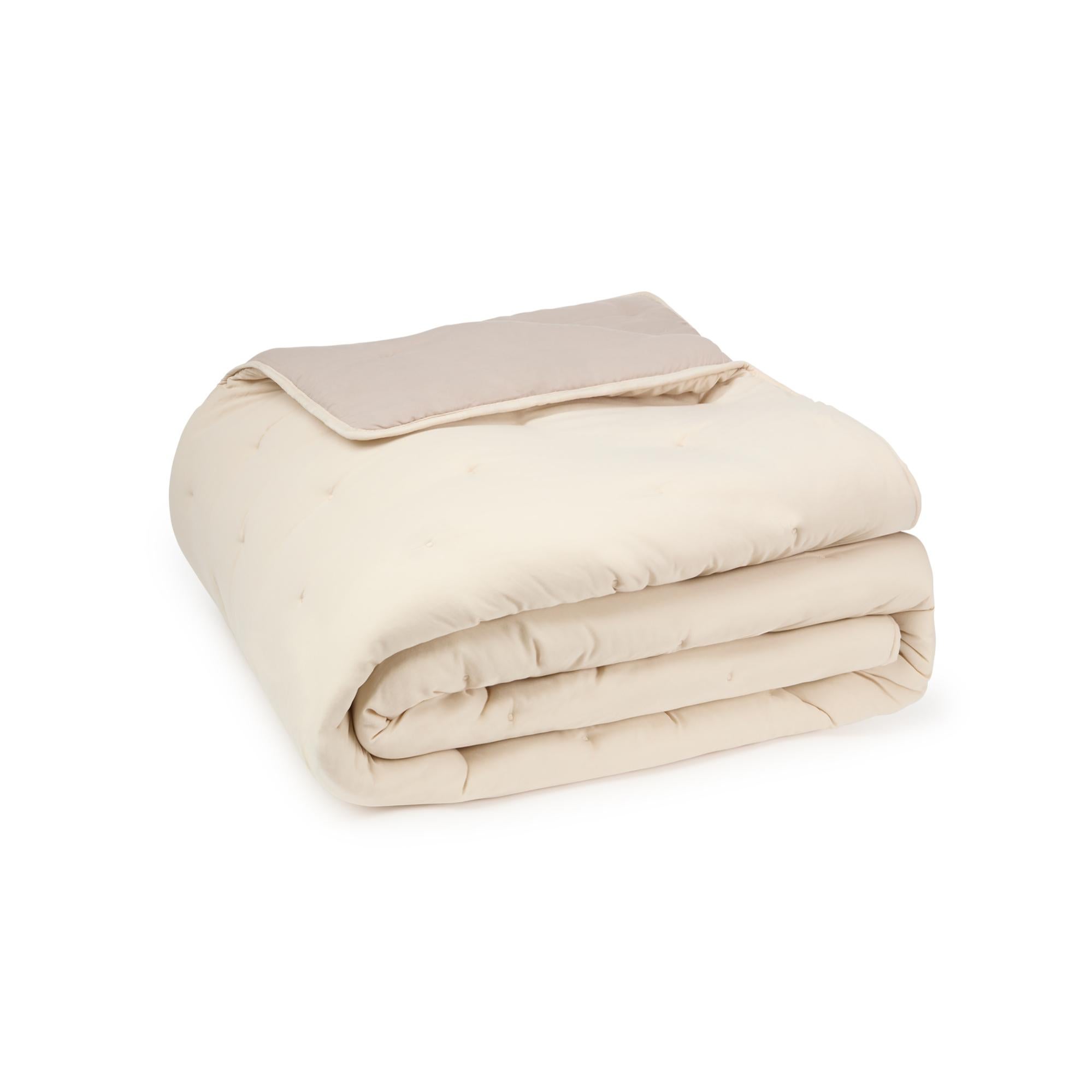 Edredón liso reversible marron camel 260x270 | Leroy Merlin