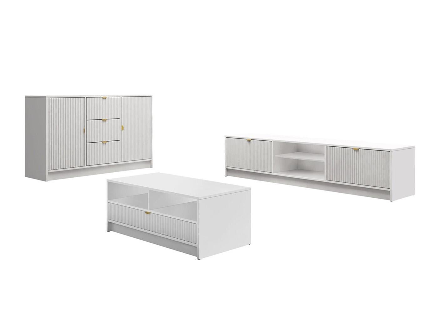 Set mobili soggiorno Comfivo J104, Bianco, Con mobile porta tv, Con ...