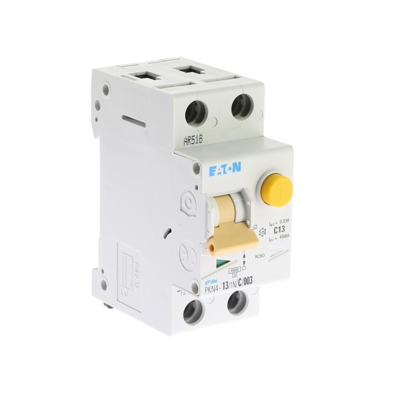 Eaton Pkn4-13/1n/c/003 interruttore magnetotermico differenziale 1p+n 13a c 0,03 4,5ka - Nuovo ...