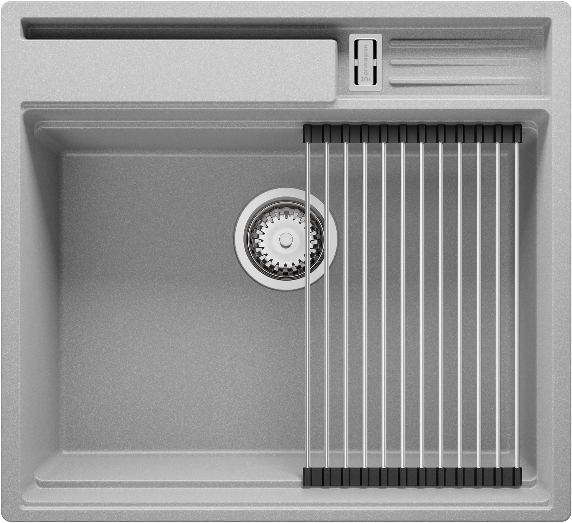 Lavello da cucina in granito grigio 58x53 cm, Lavello 1 Vasca + kit di ...