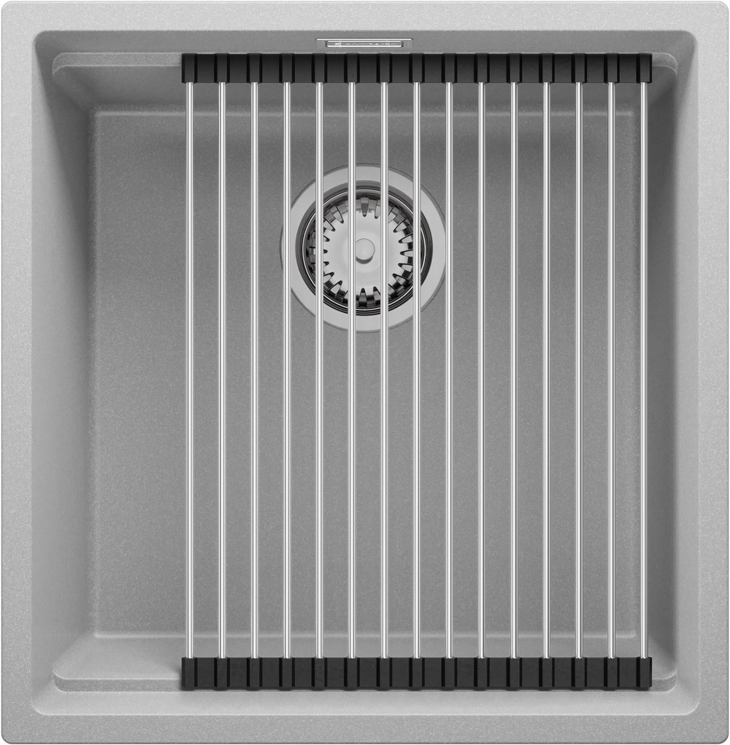 Lavello da cucina in granito grigio 46x47 cm, Lavello 1 Vasca + kit di ...