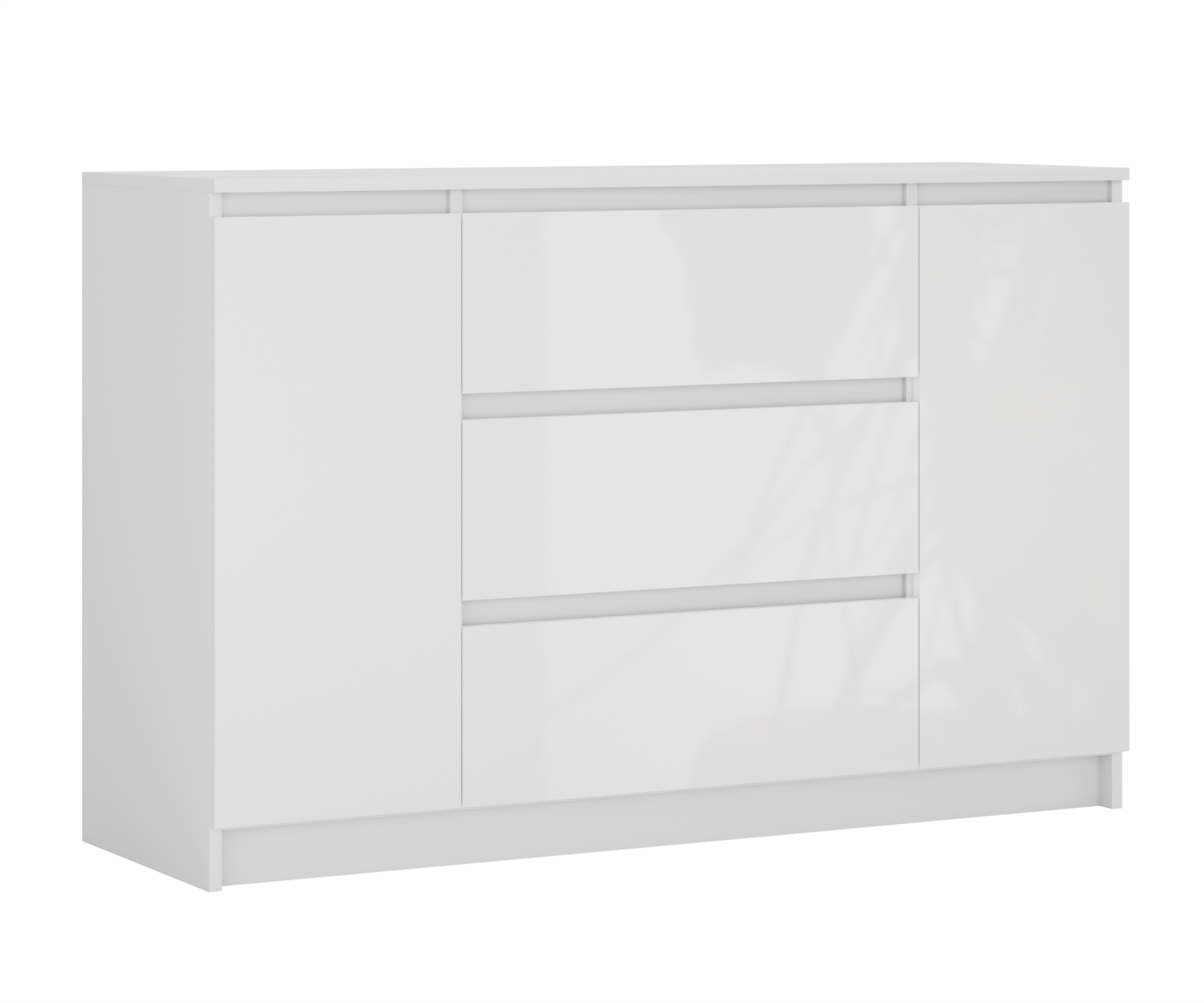 Commode, Couleur: Blanc / Blanc Brillant, Dimensions: L: 120cm, P 39 cm ...