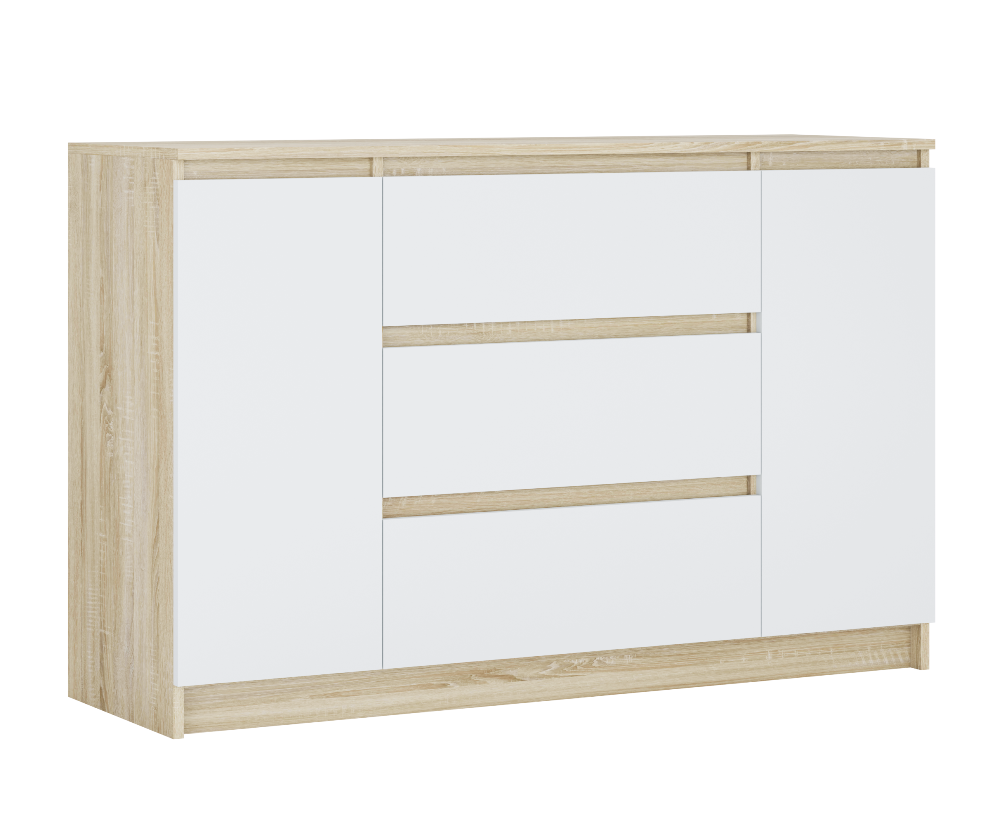 Commode, Couleur: Sonoma / Blanc, Dimensions: l : 120 cm, P 39 cm, h ...
