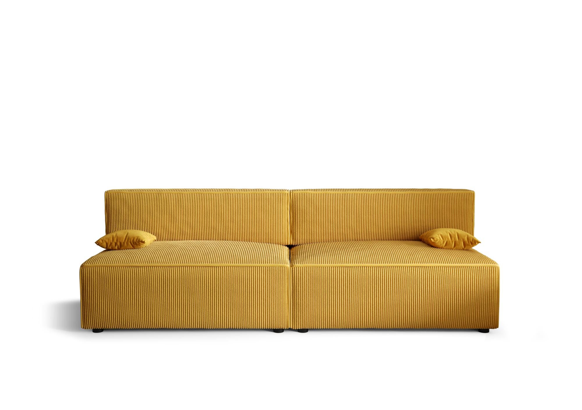 Canapé Alvito X2, Couleur : Yellow miel. Matériel : velours côtelé . D ...