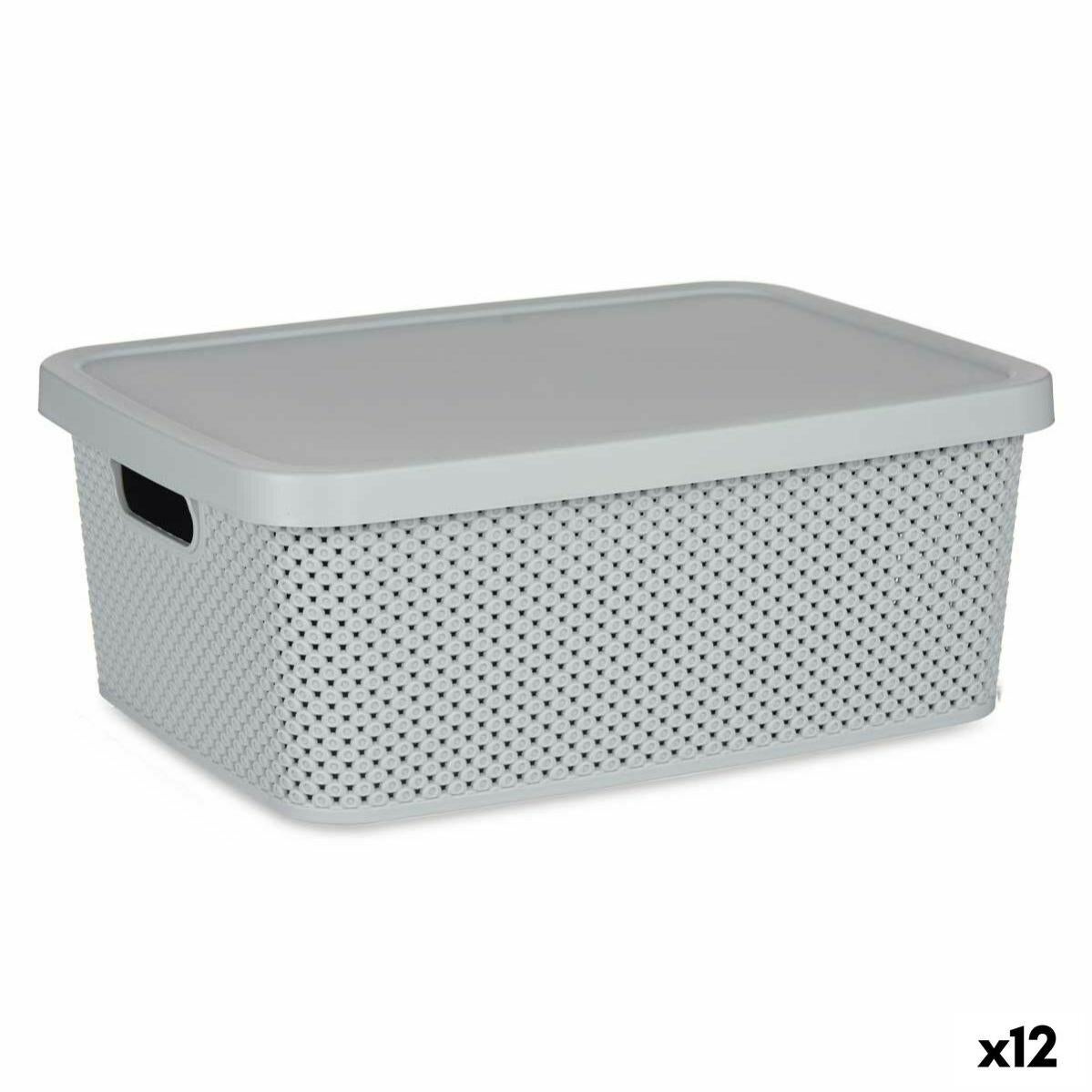 Boîte de rangement avec couvercle Gris Plastique 13 L 28 x 15 x 39 cm ...