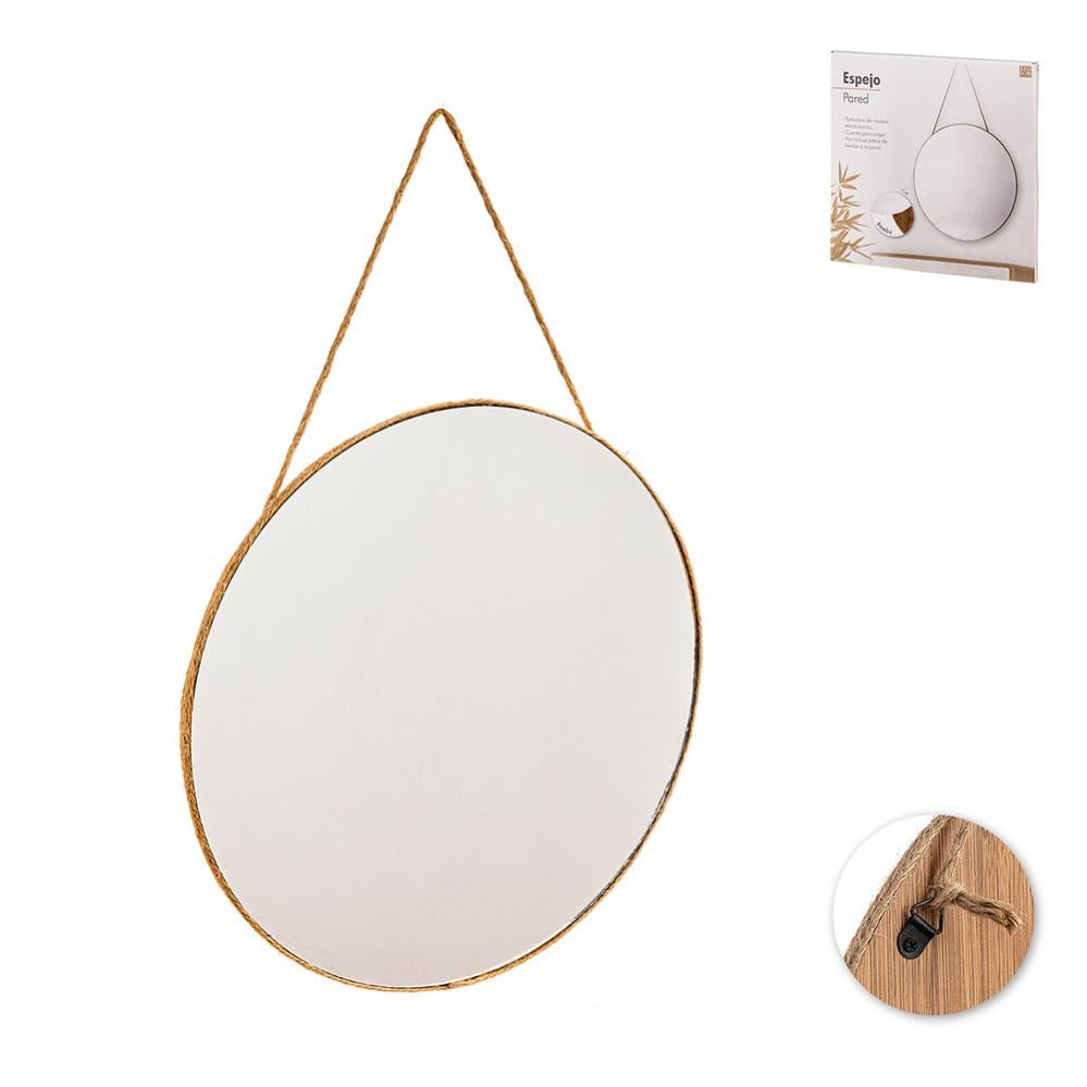 SPEJO PARED CON CUERDA Y PERFIL YUTE Ø30cm | Leroy Merlin