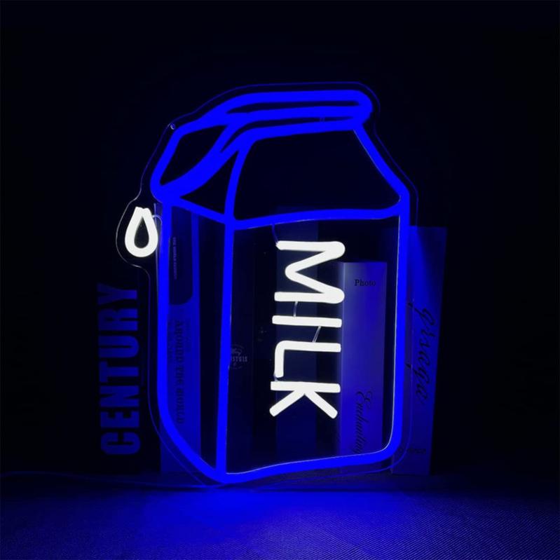 Lait Néon LED,en forme de brique Lampe à lumière bleue pour chambre d ...