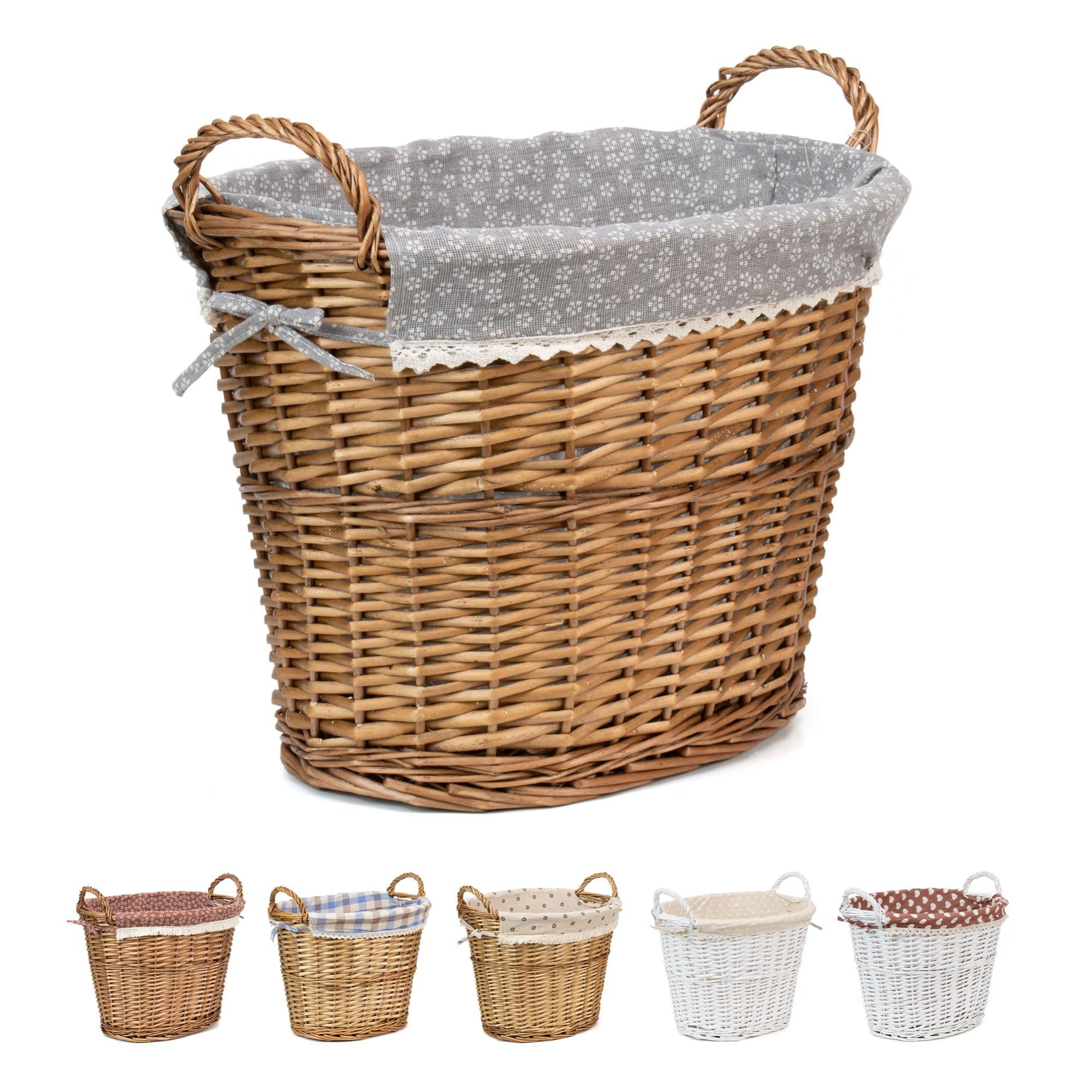 Cesto oval con estampado de flores - Gris | Leroy Merlin