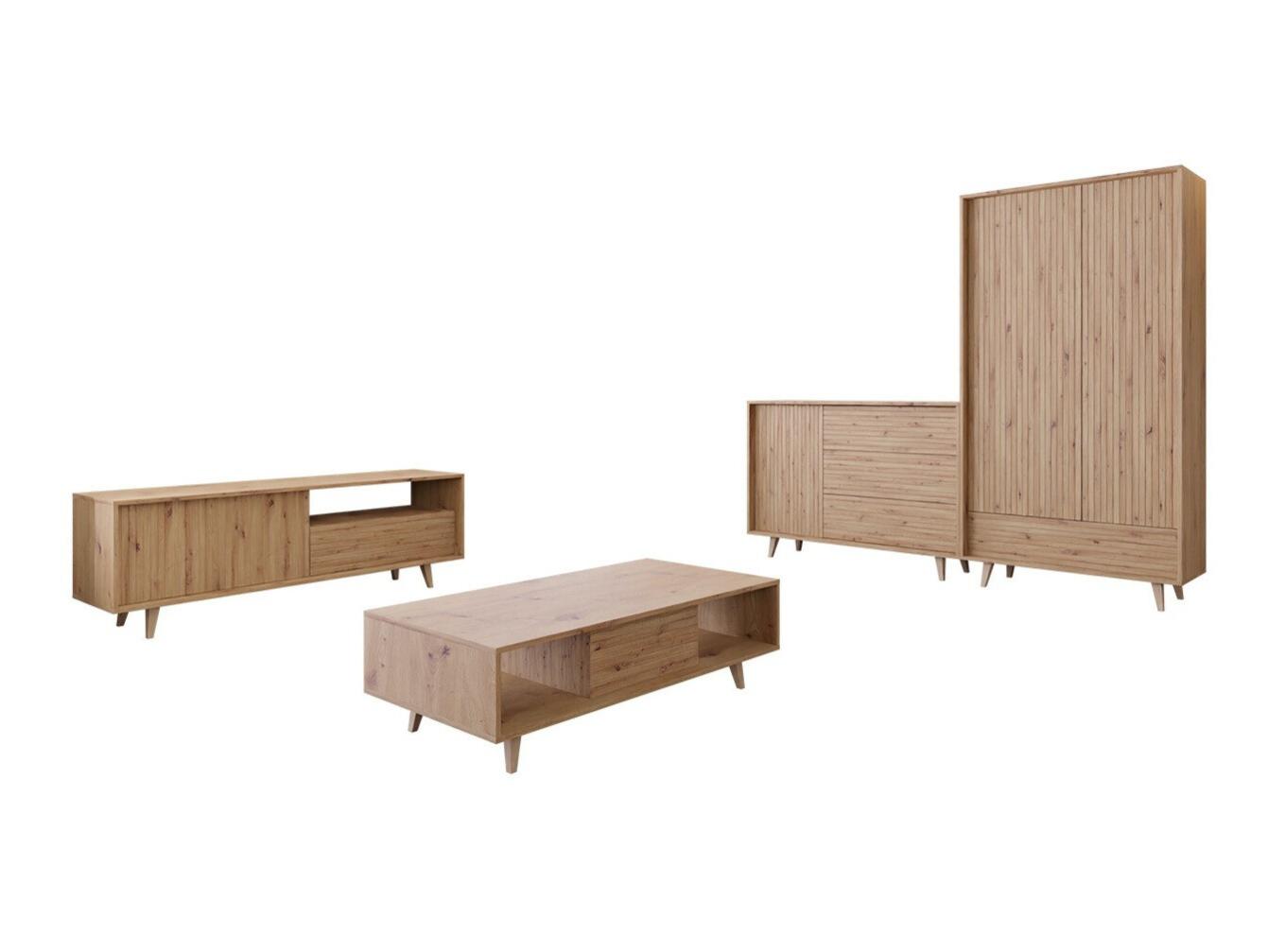 Set mobili soggiorno Miami L108, Rovere Artisan, Con singole parti, Con ...