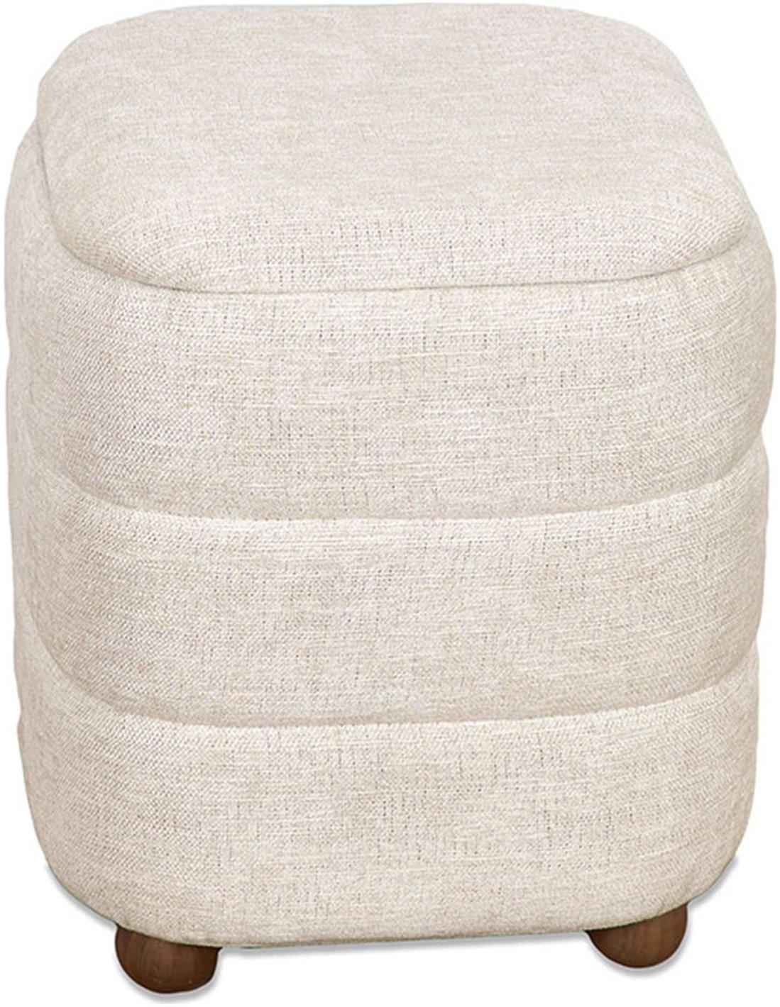 Puff con almacenaje 42cm cuadrado con tela lino de color beige nube ...