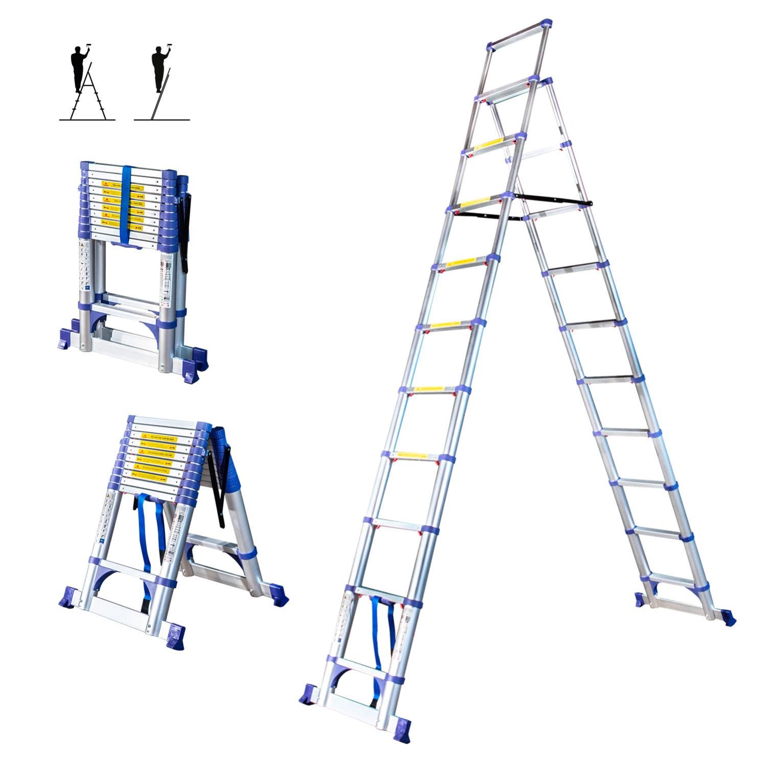 Escabeau 11 marches telescopique EXTENDACT11, Echelle telescopique 3.2m ...