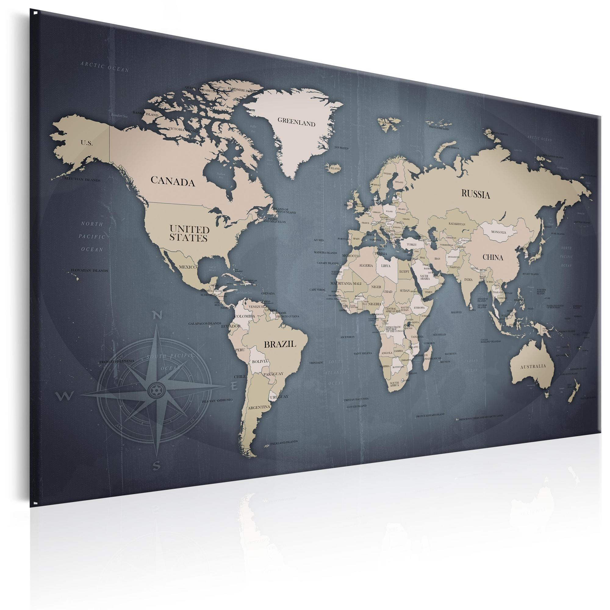 Tableau - World Map: Shades of Grey [30x20] | Leroy Merlin