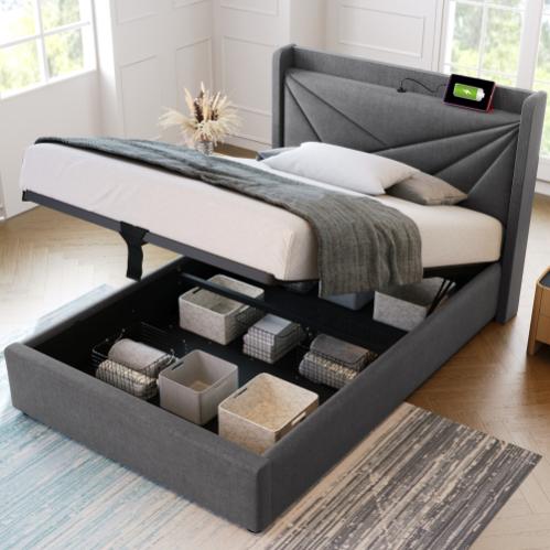 Lit Simple avec Rangement et Fonction de Chargement USB Type C | Leroy ...