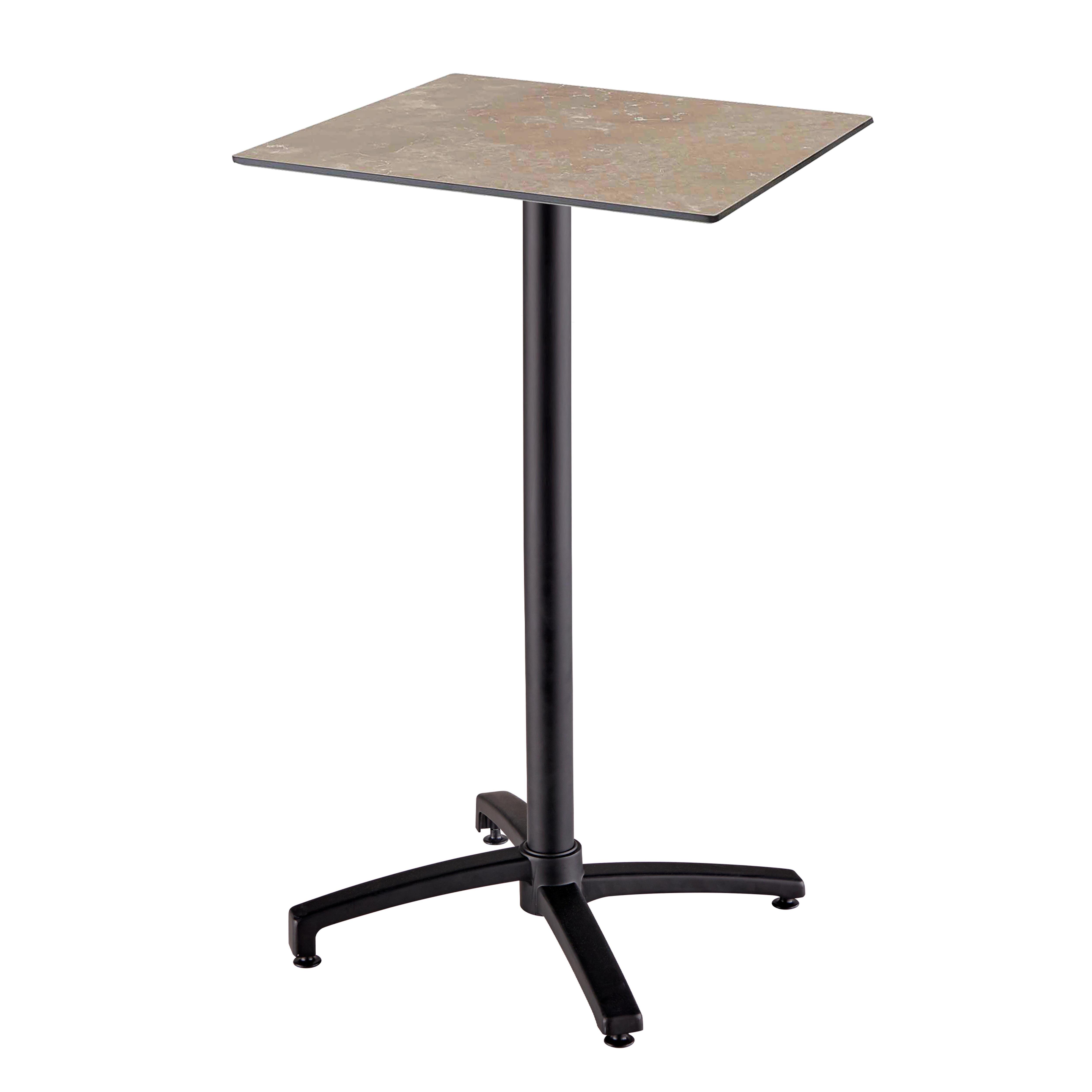 Mesa alta de jardín cuadrada de 60x60cm inclinable en HPL mármol beige ...