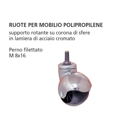 ORECA - RUOTA IN POLIPROPILENE DIAM. 45 MM CON PERNO FILETTATO CROMATO ...
