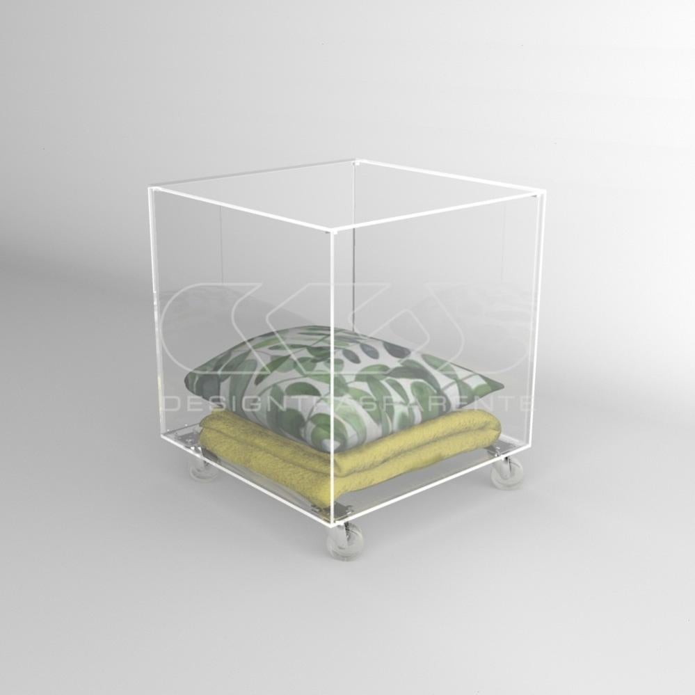Cubo contenitore cm 35x35x35 tavolino in plexiglass trasparente con ...