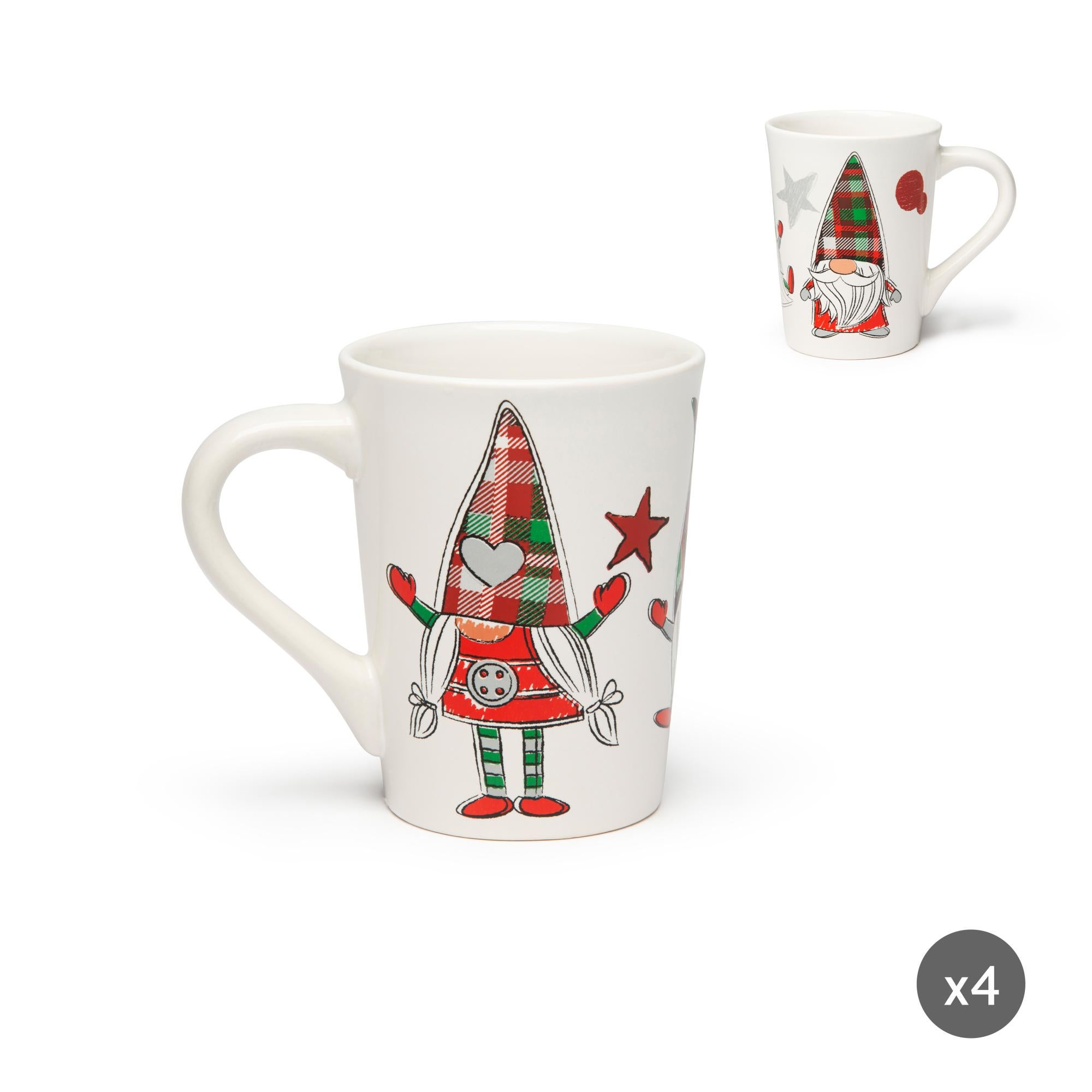 Excelsa set 4 mug Tartan Gnome stoneware 38 cl multicolore | Leroy Merlin