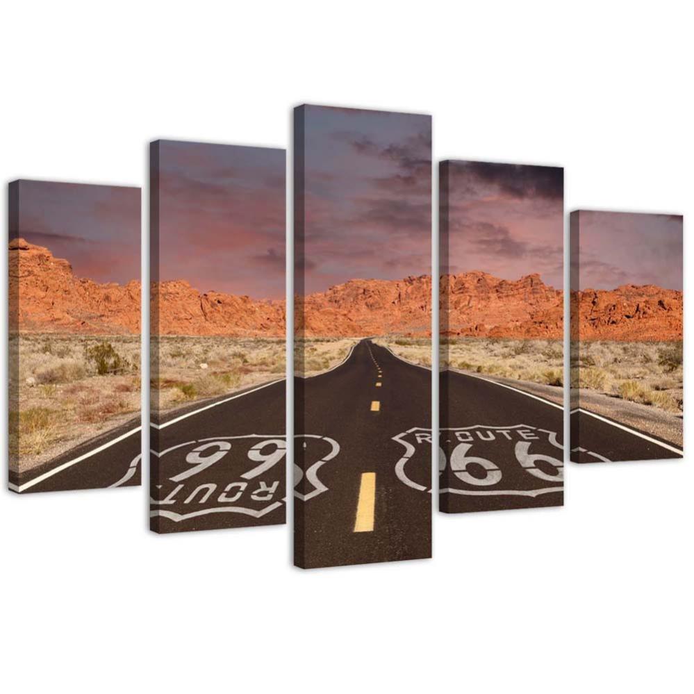 Stampa su tela 5 parti, Strada Route 66 - 200x100 | Leroy Merlin