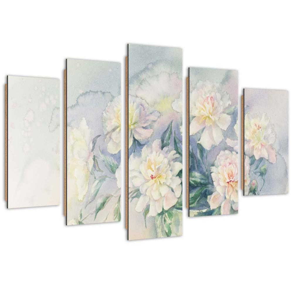 Quadro deco panel 5 parti, Bouquet di fiori bianchi - 150x100 | Leroy ...