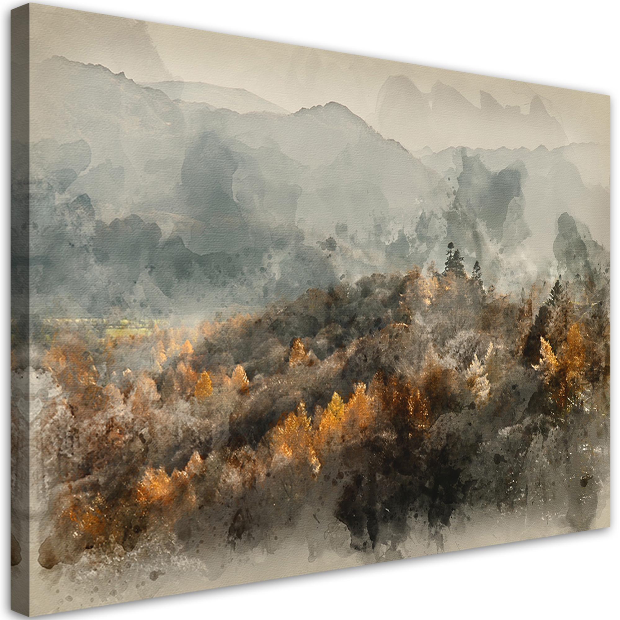 Quadro su tela, Foresta autunnale nella nebbia - 60x40 | Leroy Merlin