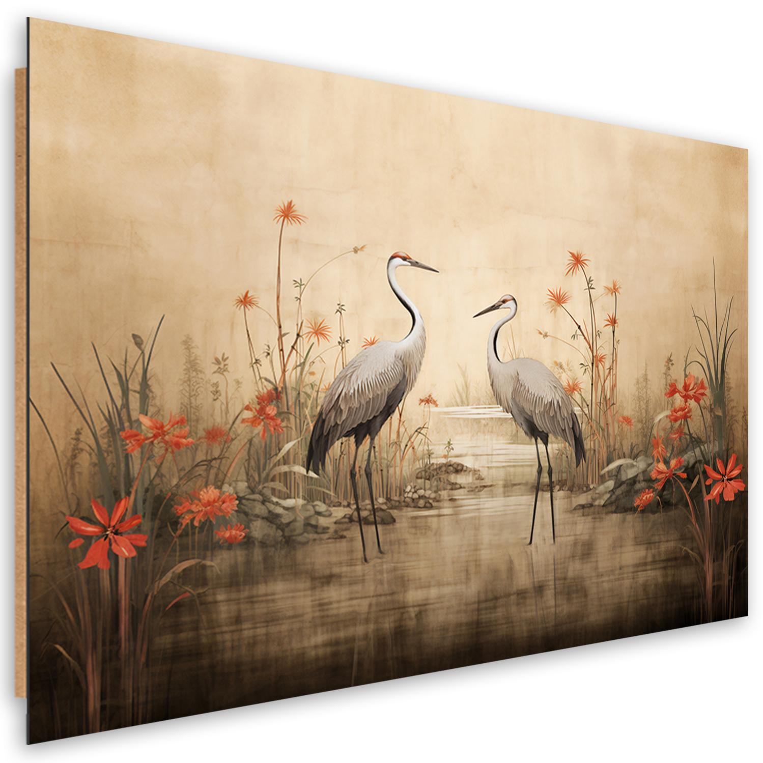 Deco panel picture, Cranes by the lake - 60x40 | Leroy Merlin