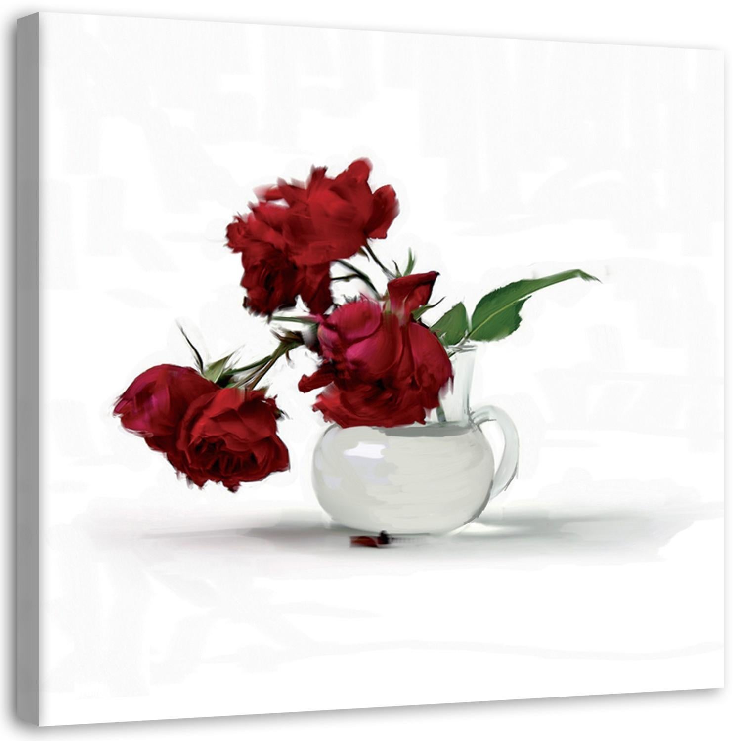 Quadro su tela, Rose rosse in un vaso - 30x30 | Leroy Merlin